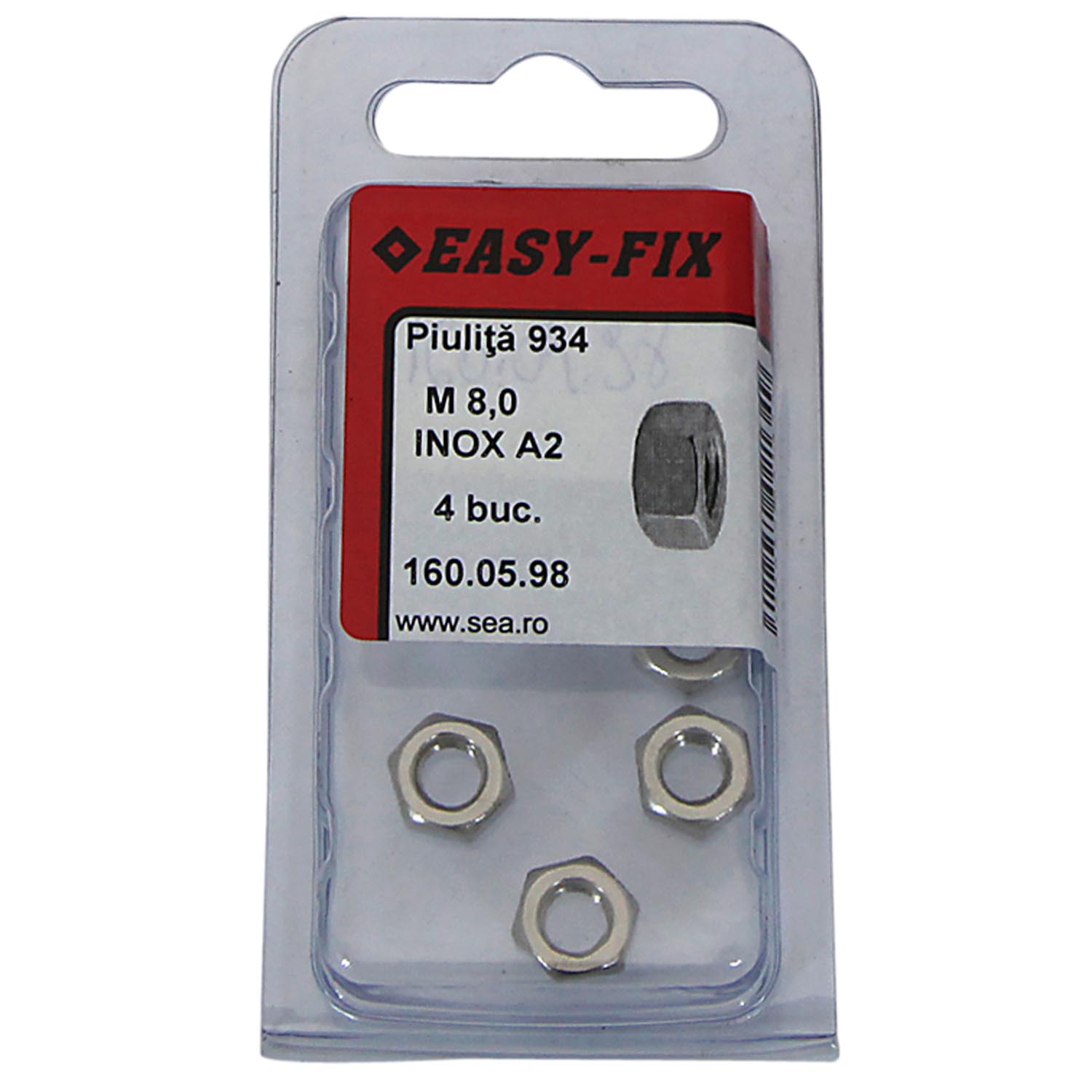 Piuliţă hexagonală DIN 934 M 8 Inox A2 - EasyFix