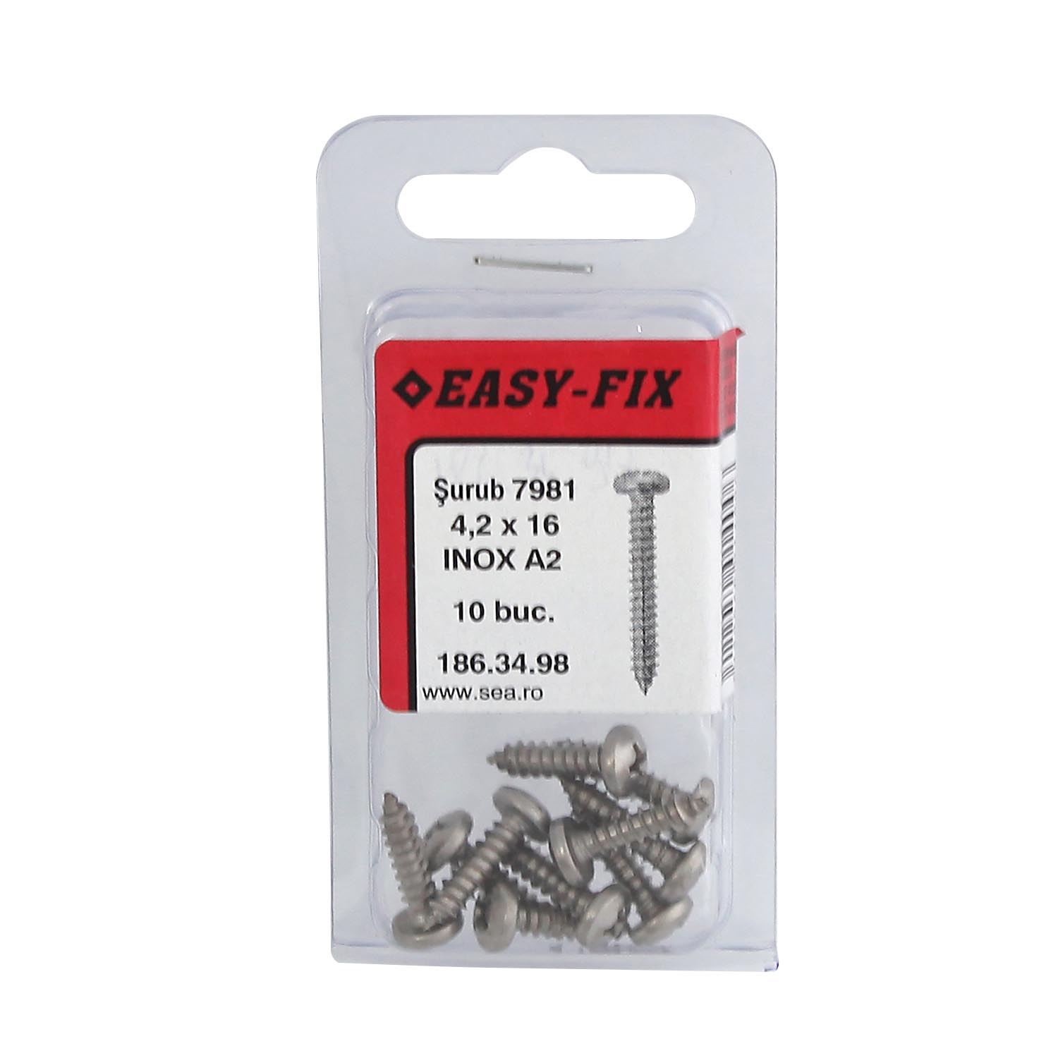 Şurub pt tablă cap bombat DIN 7981 - 4,2x16 Inox A2 - PH2 - EasyFix