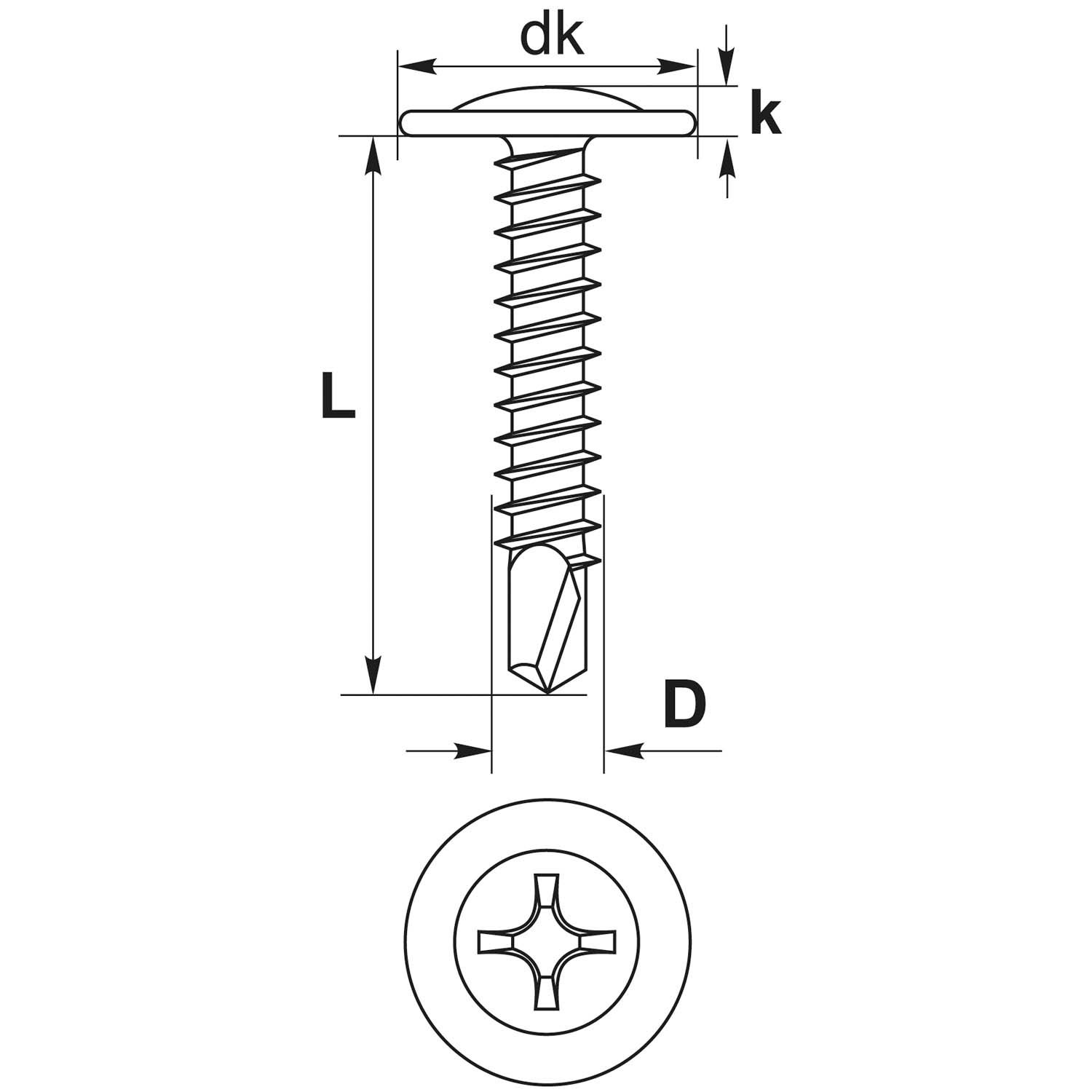 Şurub cap plat cu şaibă autoforant 4,2x14 ZA - PH2 (1.000 buc) - EasyFix