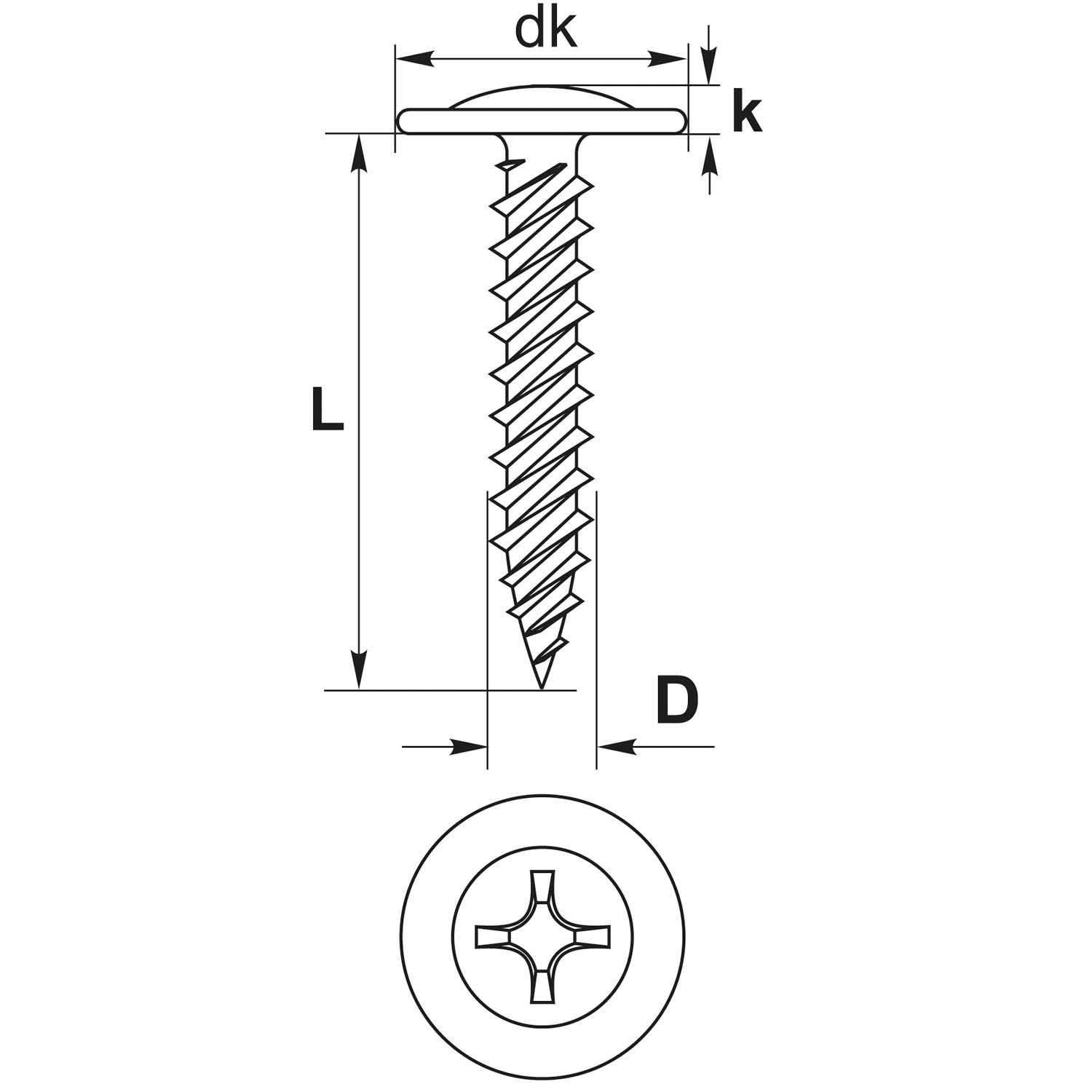 Şurub cap plat cu şaibă dublu filet 4,2x19 ZA - PH2 (1.000 buc) - EasyFix