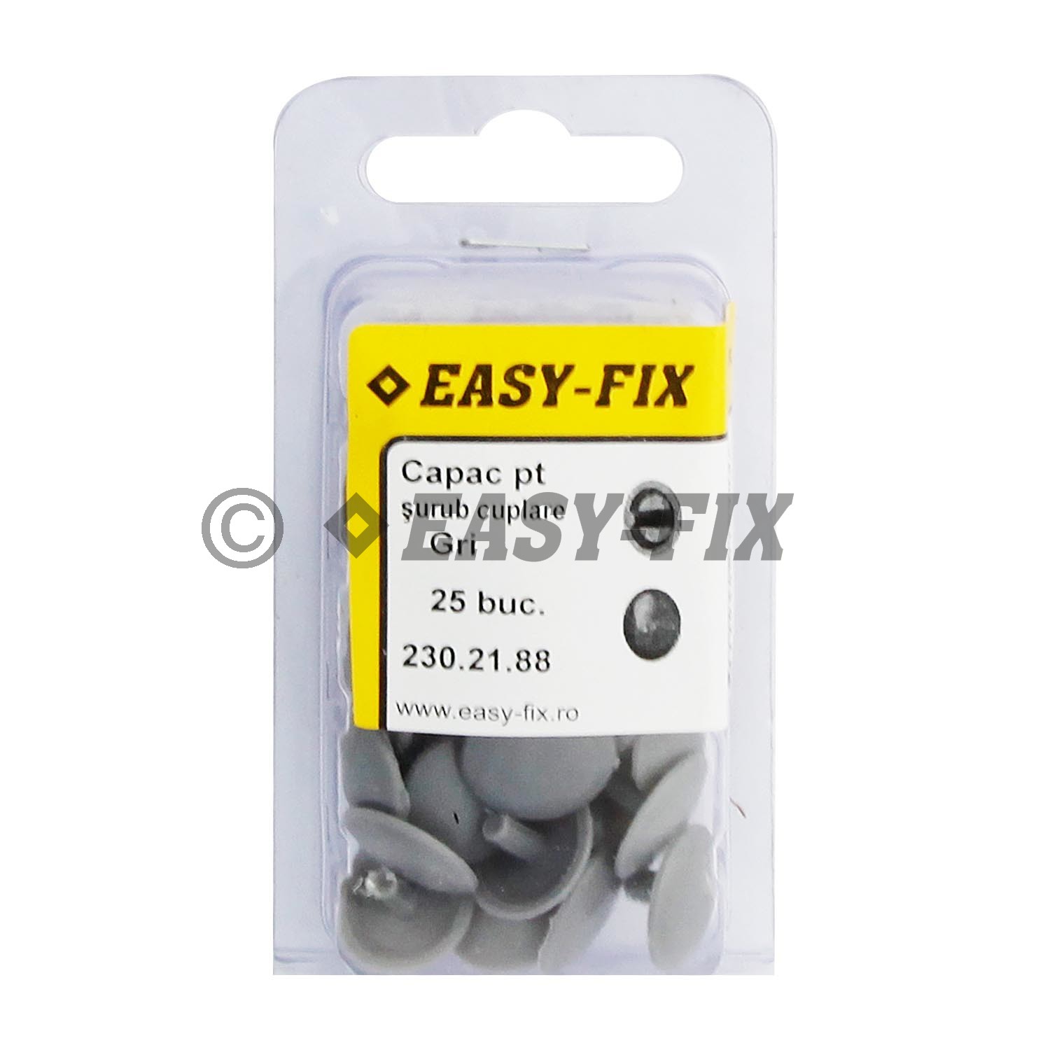 Capac plastic cu pin pt şurub cuplare - Gri - EasyFix